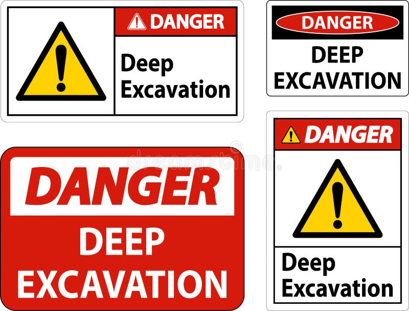 Deep Excavation Danger Sign on White Background Stock Vector ...