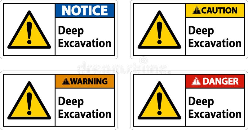 Deep Excavation Danger Sign on White Background Stock Vector ...