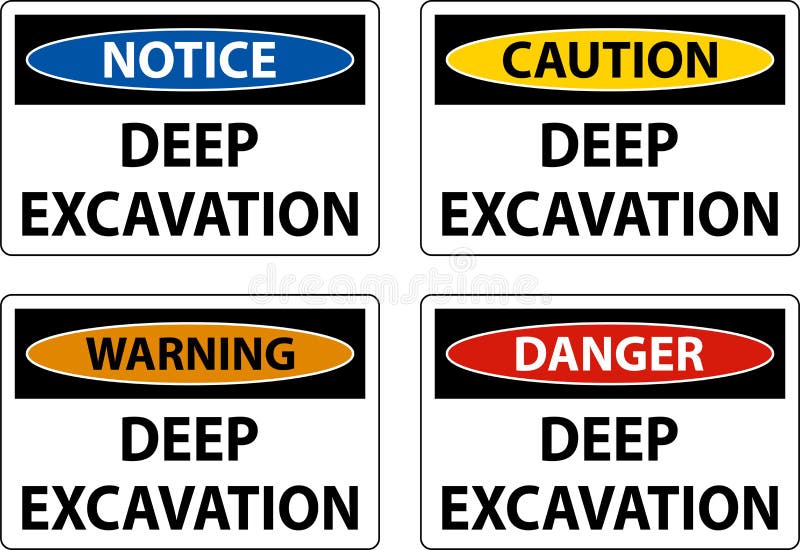 Deep Excavation Danger Sign on White Background Stock Vector ...