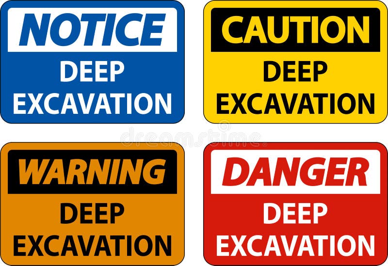 Deep Excavation Danger Sign on White Background Stock Vector ...