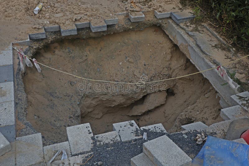Deep Excavation Side of a Road, Part of Construction Work Stock Photo ...