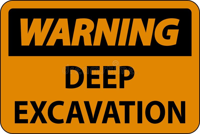 Deep Excavation Warning Sign on White Background Stock Vector ...