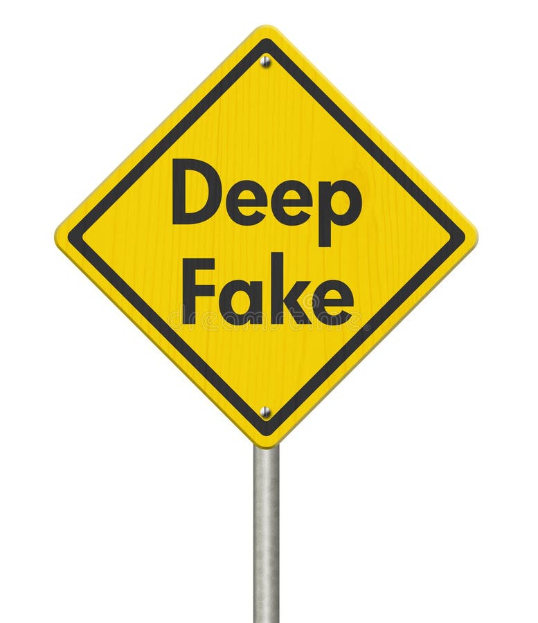 Deep Fake Message on Warning Road Sign Isolated on White Stock ...