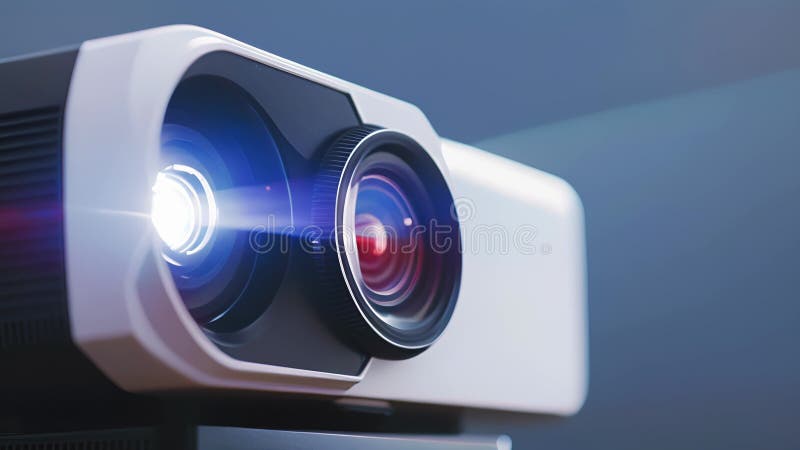 A Deep Focus Shot of a Projector Displaying a Highquality Image on a ...