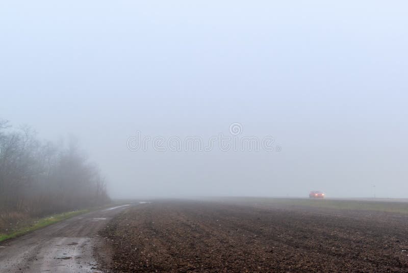 Deep Fog on the Country Road Stock Photo - Image of unpaved, morning ...