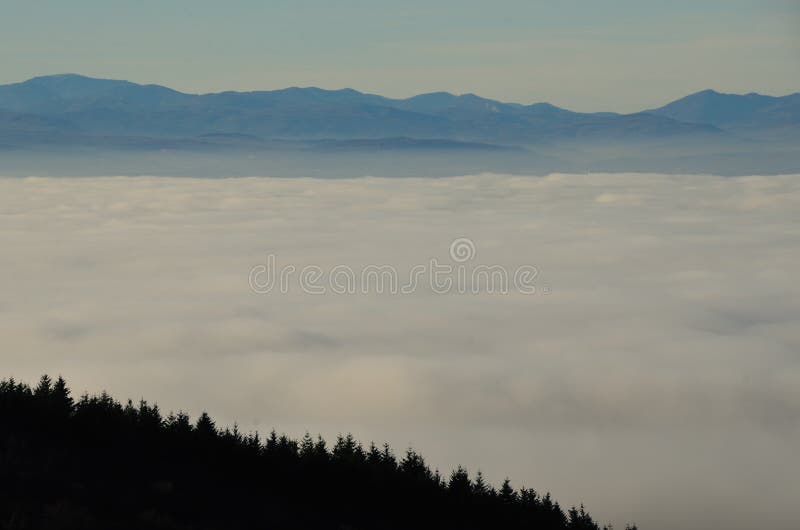Deep fog and mountains stock image. Image of panorama - 65306937