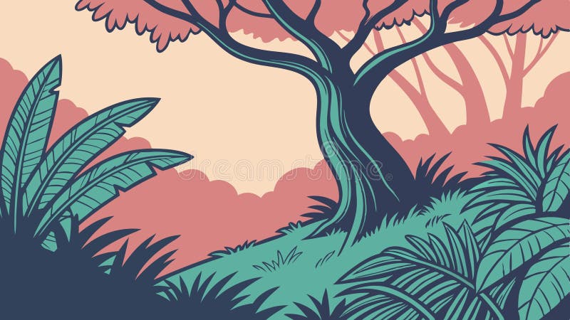 Deep Forest Canopy, Mysterious Woods, Tranquil Nature Illustration ...