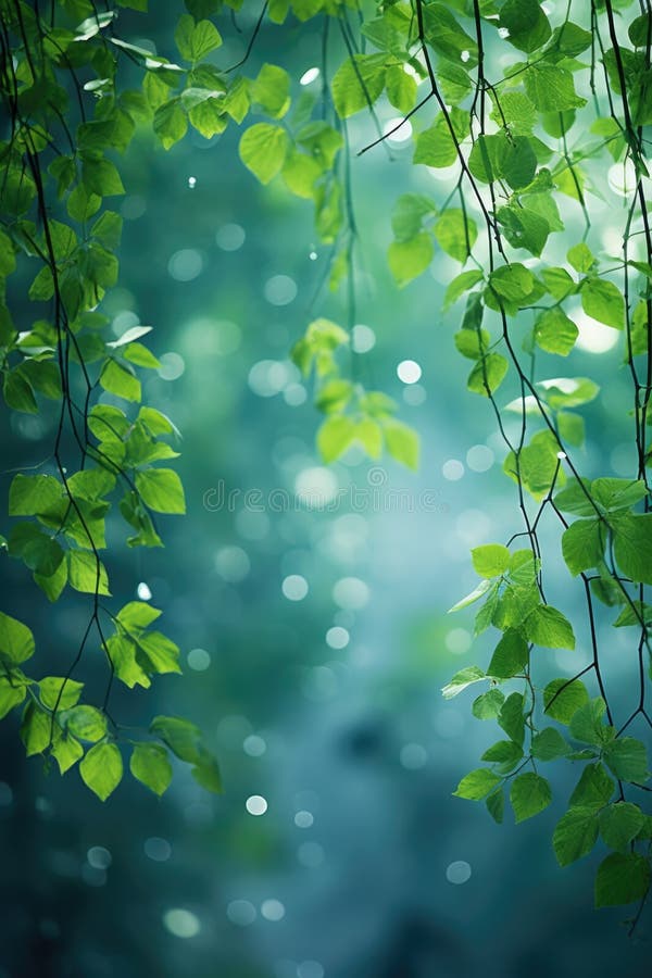 A Deep Forest with Dazzling Fresh Green Leaves Stock Illustration ...