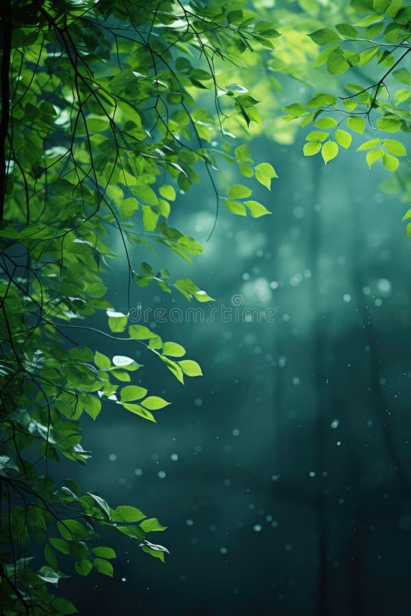 A Deep Forest with Dazzling Fresh Green Leaves Stock Illustration ...