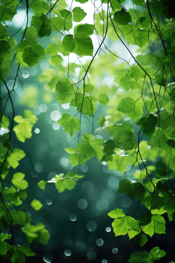 A Deep Forest with Dazzling Fresh Green Leaves Stock Illustration ...