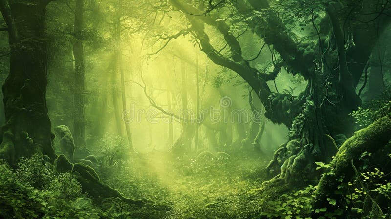 Deep Forest. Fantasy Backdrop Concept Art. Generative Ai Stock ...