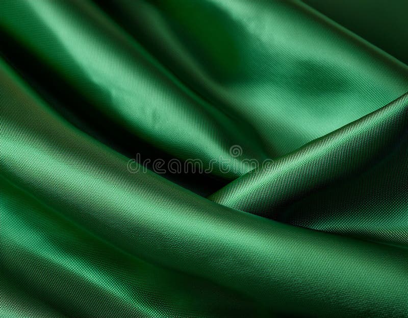 Deep Forest Green Silk Fabric Texture with a Rich, Glossy Surface Stock ...