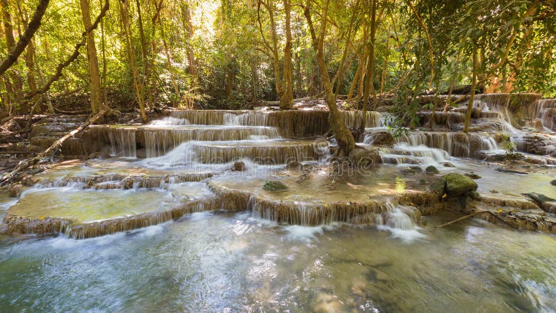 Multiple Layer Waterfalls in Deep Natural Forest, Natural Landscape ...