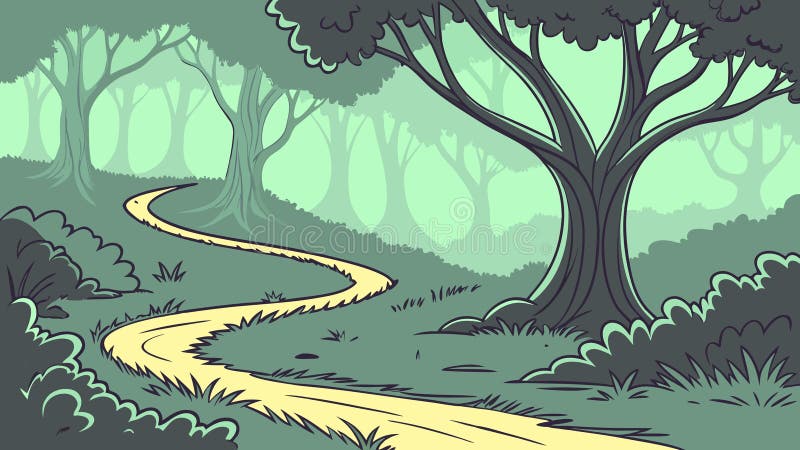 Deep Forest Path with Radiant Light Breaking through Canopy Vector ...