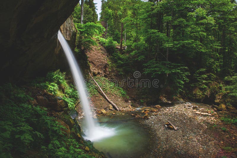 Deep Forest River Wild Waterfall View Stock Image - Image of climate ...