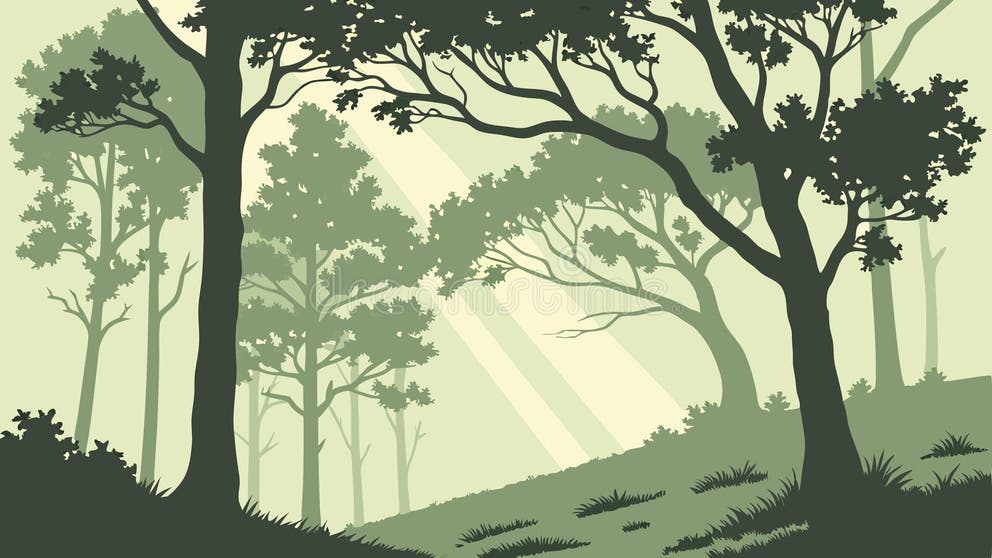 Deep Forest Sun Rays Serene Landscape, Vector Design Generative AI ...
