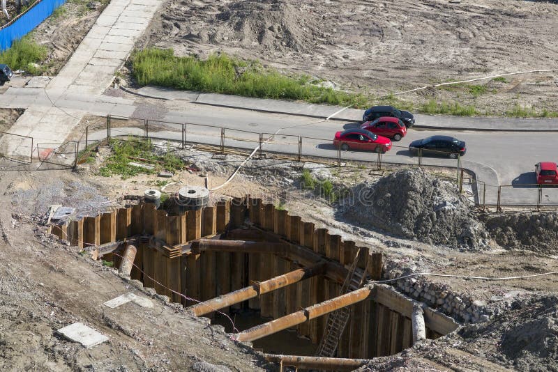 Deep Foundation Pit on the Construction Site. Stock Photo - Image of ...