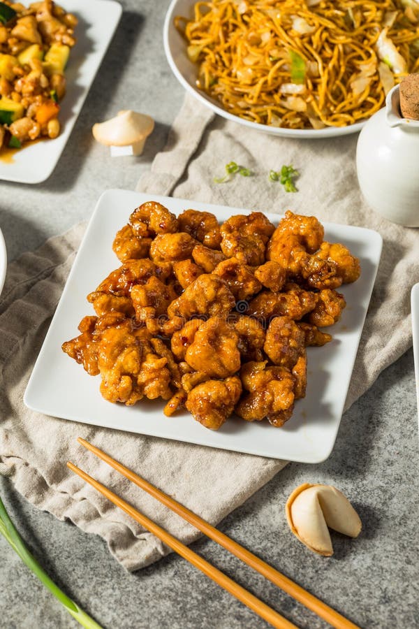 Deep Fried Asian Orange Chicken Stock Image - Image of lunch, chicken ...
