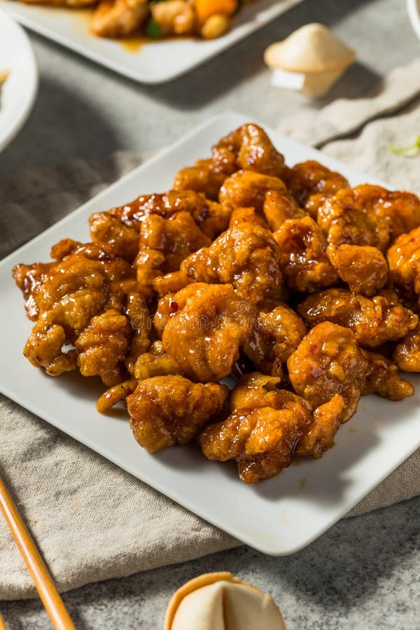 Deep Fried Asian Orange Chicken Stock Image - Image of bowl, dinner ...