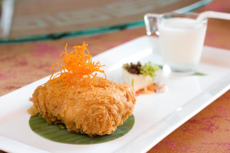 Deep Fried Battered Durian Cream Cake Stock Photo - Image of crumble ...