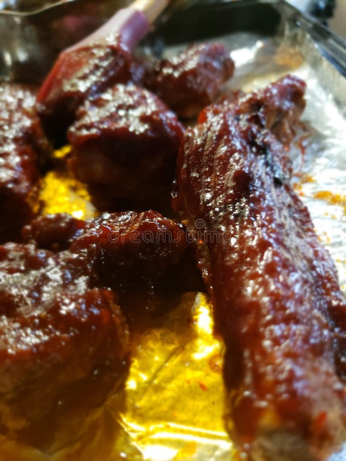 Deep fried Bbq sauced ribs stock image. Image of sauced - 170407787