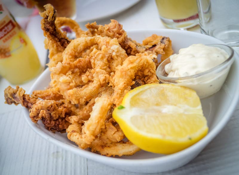 Deep fried calamari stock image. Image of fresh, food - 66436603