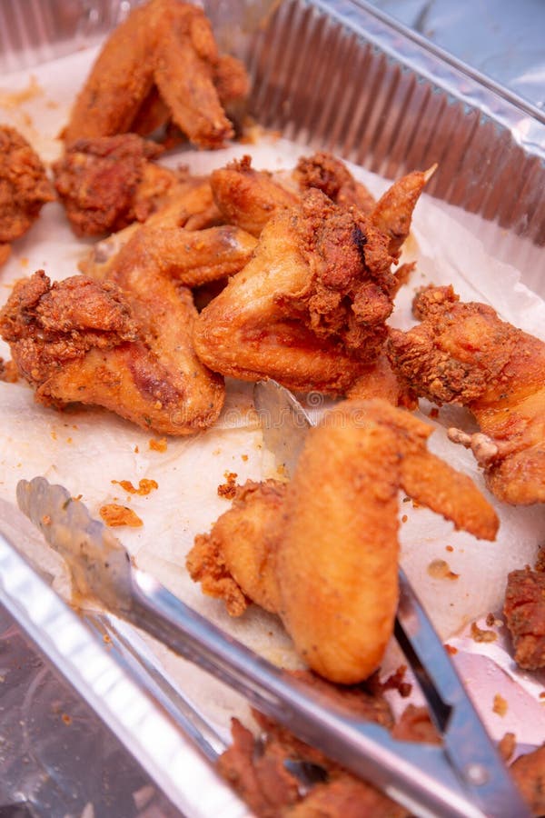 Deep Fried Chicken, Aluminum Tray Stock Photo - Image of setting ...