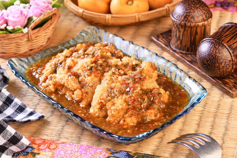 Deep-fried Chicken Chili Sauce Stock Photo - Image of cooked, meat ...