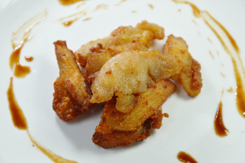 Deep Fried Chicken Dressing Ketchup on Plate Stock Photo - Image of ...