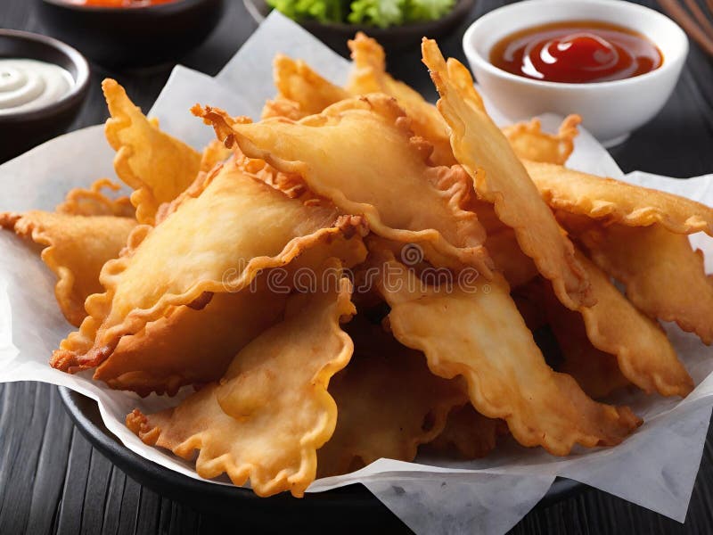 Deep Fried Chicken with Ketchup Stock Illustration - Illustration of ...