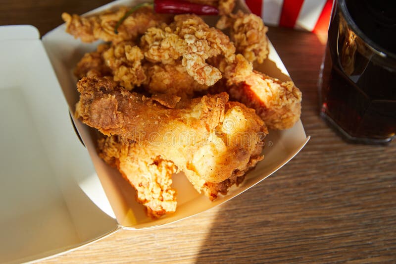Deep Fried Chicken and Soda in Stock Image - Image of meal, cooked ...