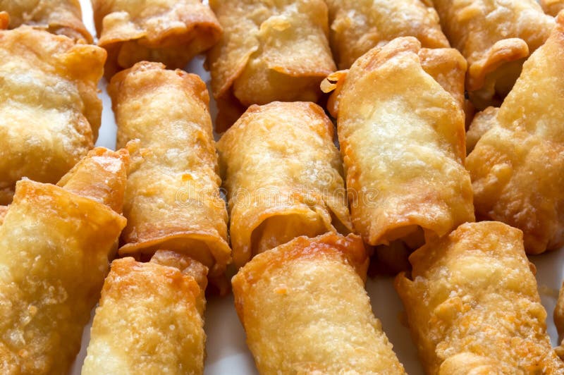 Deep Fried Chinese Spring Rolls Stock Image - Image of crispy, closeup ...
