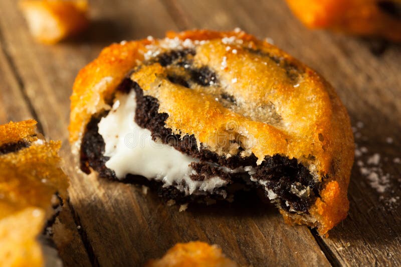 Deep Fried Chocolate Cream Cookies Stock Image - Image of baked, sugar ...