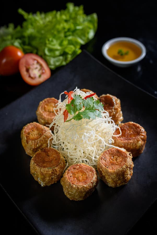 Deep Fried Crab Meat Roll, Hoi Jo, Crab Meat Stock Photo - Image of ...