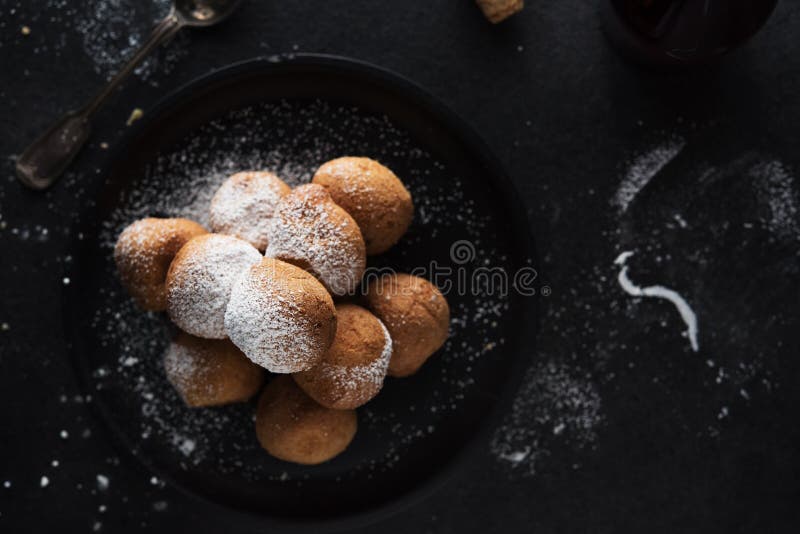 Deep fried dough balls stock photo. Image of pastry, dough - 85748592