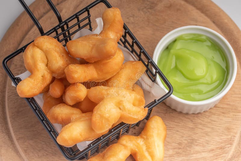 Deep Fried Dough Stick..Patongo Soy Milk, Pandan Custard Stock Photo ...