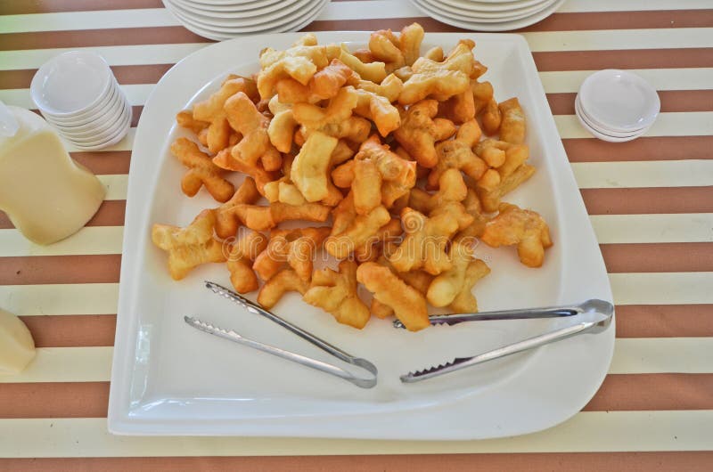 Deep Fried Dough Stick in White Tray Stock Photo - Image of white ...