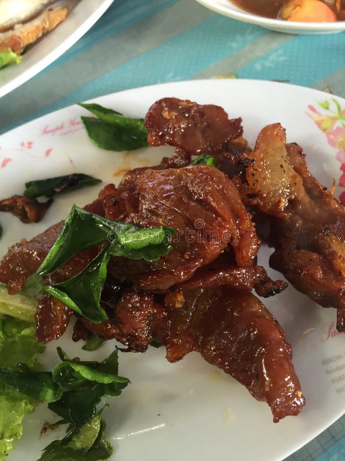 Deep Fried Dried Pork with Crispy Leech Lime Stock Image - Image of ...