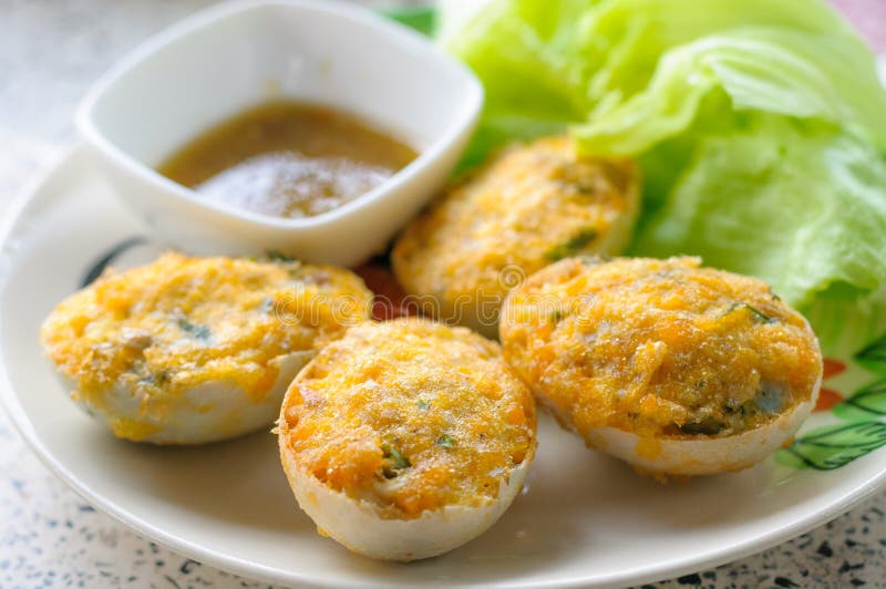 Deep-fried Egg and Minced Pork in Egg Shell Stock Image - Image of meat ...