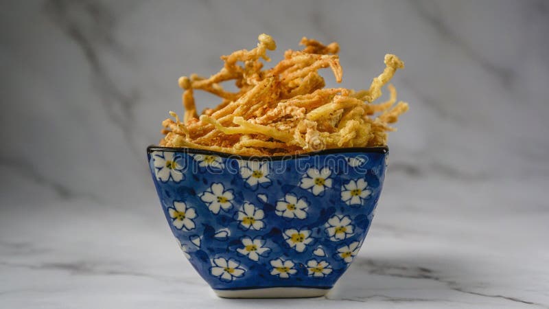 Deep Fried Enoki Mushrooms in a Bowl. Stock Photo - Image of healthy ...