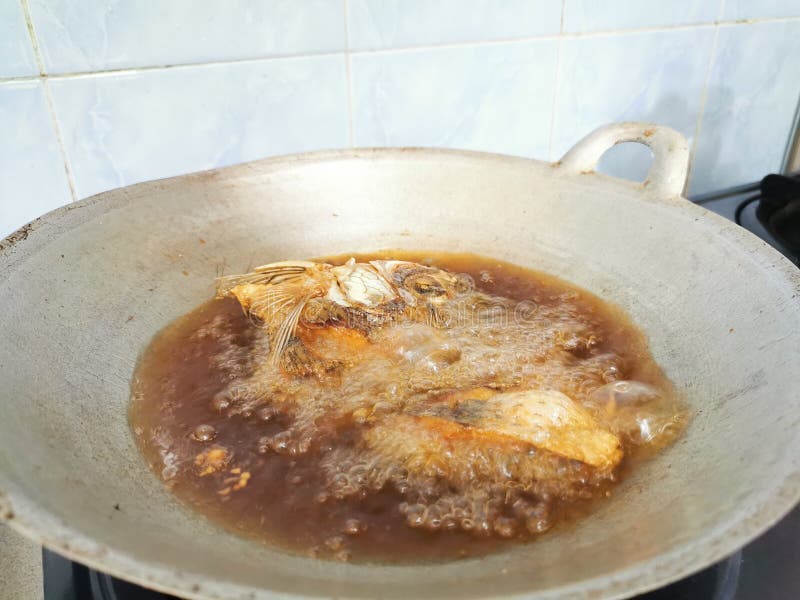 Deep Fried Fish Cook in the Hot Pan. Stock Photo - Image of breakfast ...