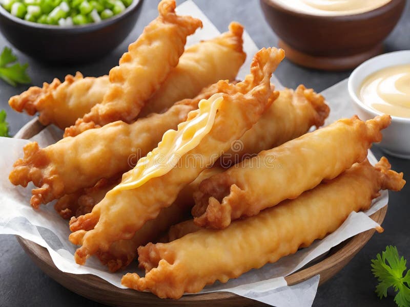 Deep Fried Fish Sticks and Dipping Sauce Stock Illustration ...