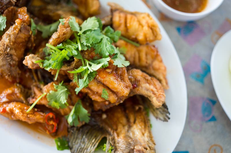 Deep Fried Fish and Sweet Chili Sauce Stock Image - Image of dish ...