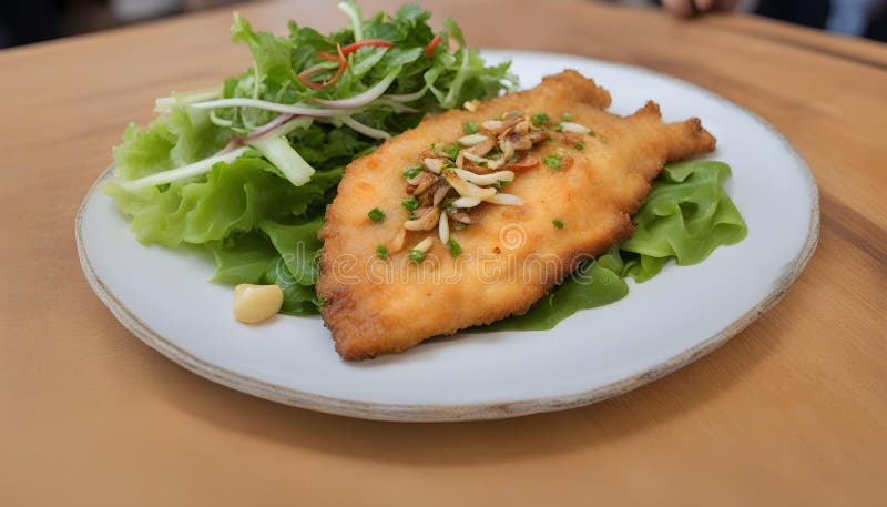 Deep Fried Fish Topped with Fried Garlic Served Stock Illustration ...