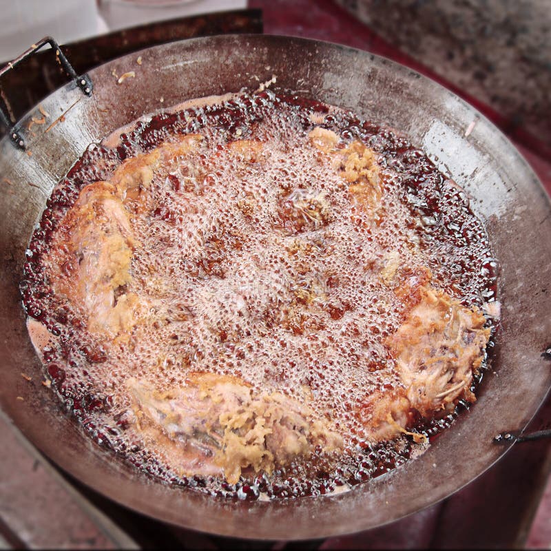 Deep fried food in action stock photo. Image of thai - 14603272