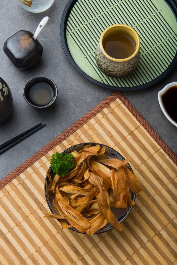 Deep Fried Japanese Burdock Gobo Flat Lay Stock Photo - Image of lappa ...