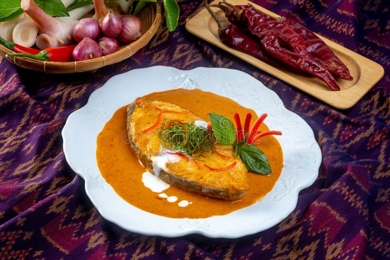 Deep-Fried King Mackerel with Choo Chee Curry Stock Photo - Image of ...