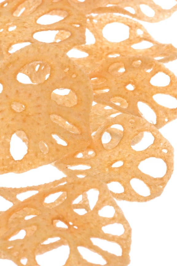 Deep Fried Lotus Root Cracker Macro Isolated Stock Photo - Image of ...