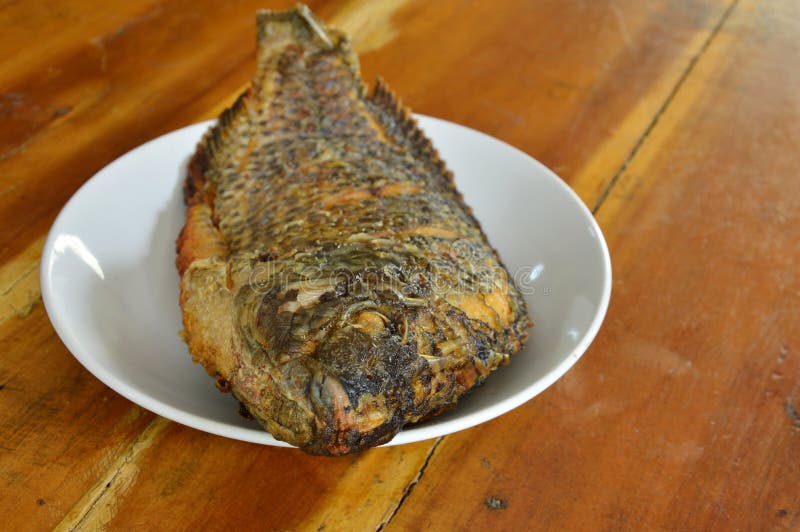 Deep Fried Mango Fish on Dish Stock Image - Image of calorie, protein ...