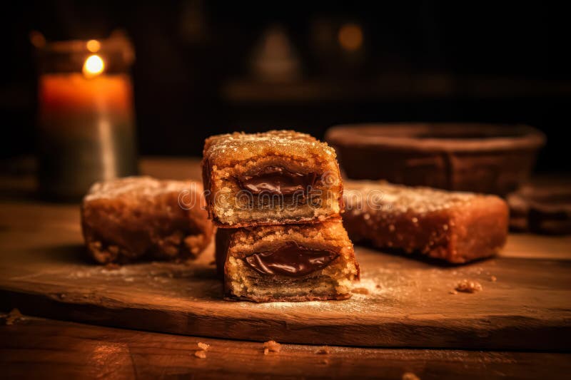 A Deep Fried Mars Bar Presented on a Wooden Table. Stock Image - Image ...